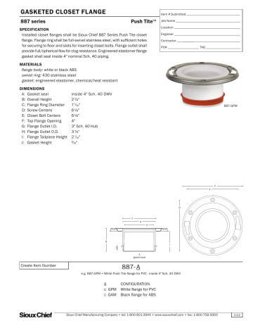 Sioux Chief PushTite™ Spec Sheet | Manualzz