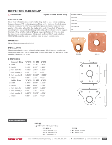 Sioux Chief Solder Straps Spec Sheet | Manualzz