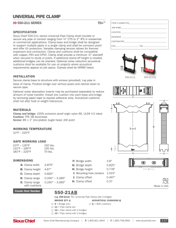 Sioux Chief PipeDown™ Acoustical Spec Sheet | Manualzz