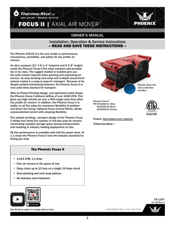 Phoenix Focus II Axial Air Mover Owner's Manual | Manualzz