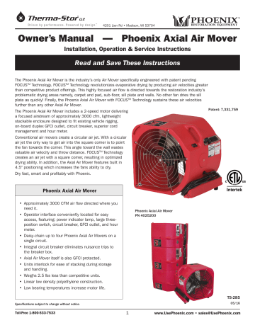 Phoenix Axial Air Mover Product Manual | Manualzz