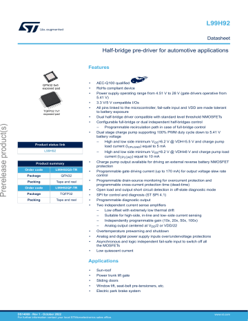 STMicroelectronics L99H92 Datasheet | Manualzz
