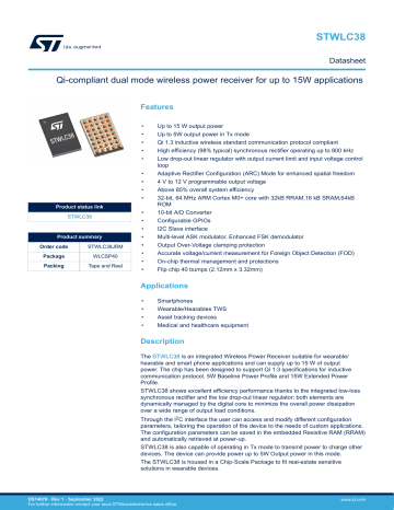 STMicroelectronics STWLC38 Datasheet | Manualzz