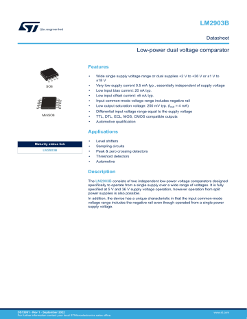 STMicroelectronics LM2903B Datasheet | Manualzz