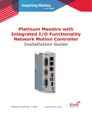 Elmo Platinum Maestro Multi Axis Controller Installation Guide | Manualzz