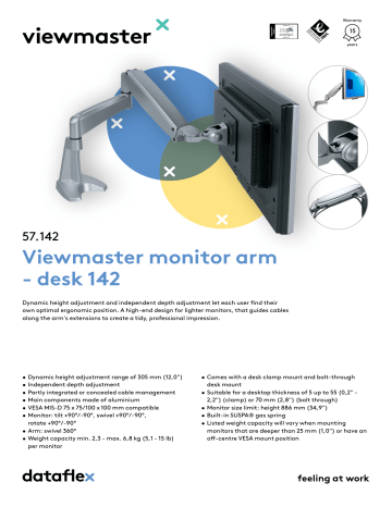 Dataflex 57.142 Viewmaster monitor arm Product sheet | Manualzz