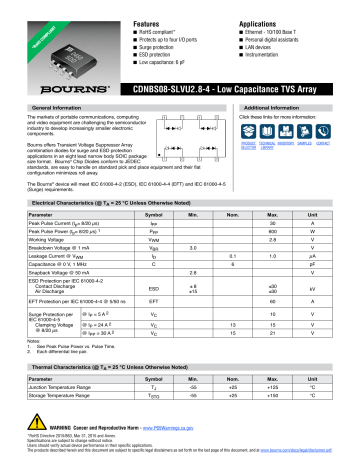 Bourns CDNBS08-SLVU2 Diode Product sheet | Manualzz