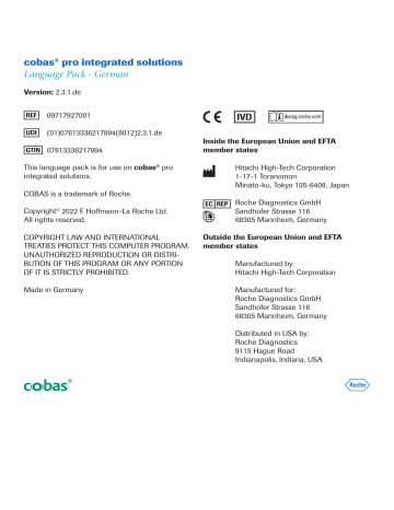 Roche cobas pro sample buffer unit User Guide | Manualzz