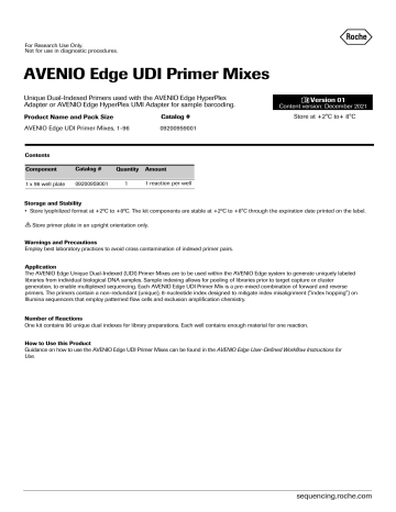 Roche AVENIO Edge UDI Primer Mixes Operators Manual | Manualzz