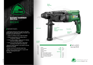 Stayer MH 26 K ROTARY HAMMER SDS PLUS Data Sheet | Manualzz