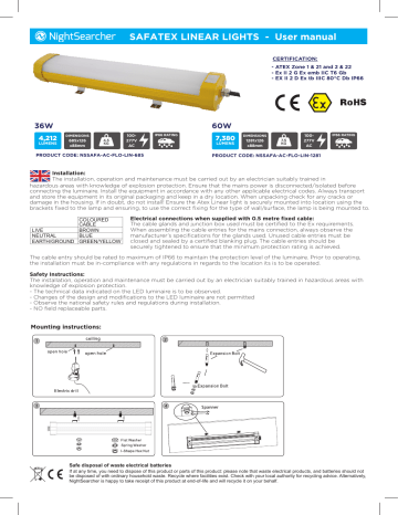 NightSearcher SafAtex AC Linear Light Benutzerhandbuch | Manualzz