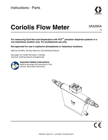 Graco 3A5295A - Coriolis Flow Meter Instructions | Manualzz