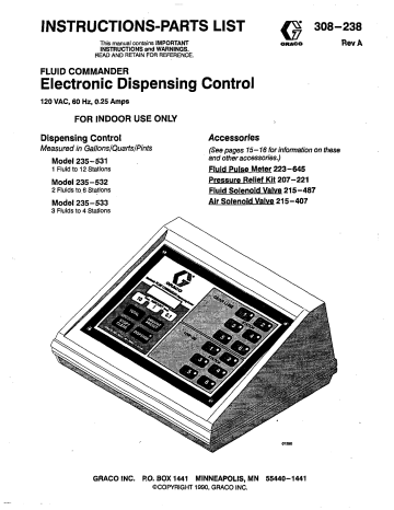 Graco 308238A FLUID COMMANDER Electronic Dispensing Control Owner's Manual | Manualzz