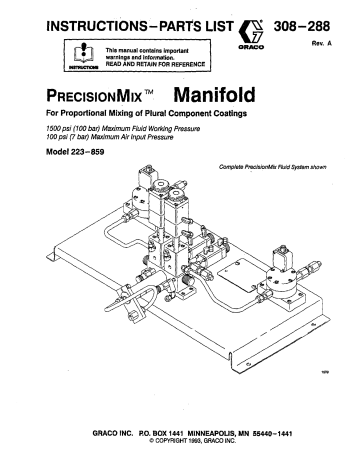 Graco 308288A Plural Component Mix Manifold Owner's Manual | Manualzz