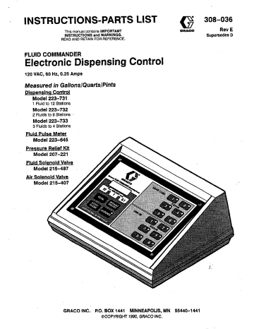 Graco 308036E FLUID COMMANDER Electronic Dispensing Control Owner's Manual | Manualzz
