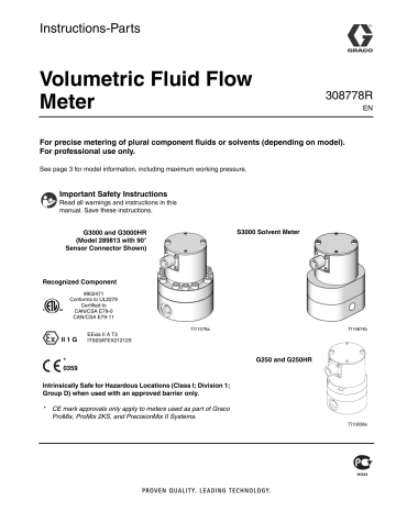 Graco 308778R Volumetric Fluid Flow Meter Instruction | Manualzz