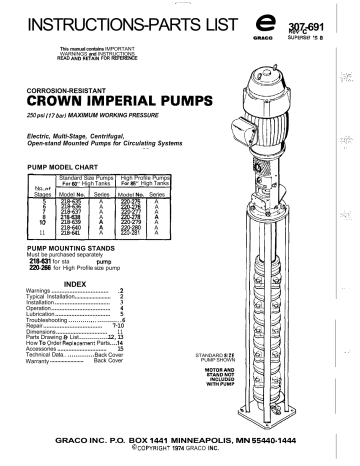 Graco 307691C CORROSION-RESISTANT CROWN IMPERIAL PUMPS Owner's Manual ...