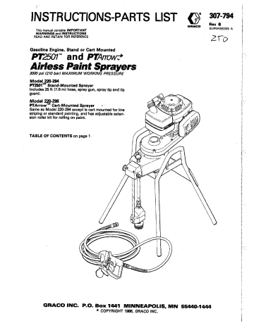 Graco 307794B PT2501 AND PT ARROW AIRLESS PAINT SPRAYERS Owner's Manual | Manualzz