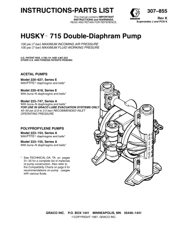Graco 307855K HUSKY 715 Double-Diaphragm Pump Owner's Manual | Manualzz