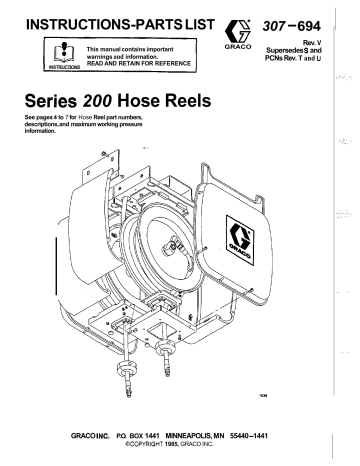Graco 307694V Series 200 hose Reels Owner's Manual | Manualzz