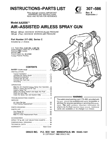 Graco 307586K Model AA2000 AIR-ASSISTED AIRLESS SPRAY GUN Owner's ...