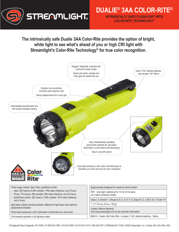 Streamlight DUALIE® 3AA COLOR-RITE® Data Sheet | Manualzz