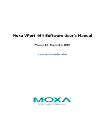 Moxa VPort 464 Series Manual | Manualzz