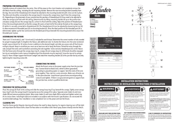 Hunter Fan 19442 Lighting Owner's Manual | Manualzz