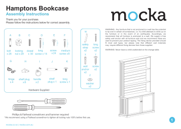 Mocka Hamptons Bookcase Assembly Instructions | Manualzz