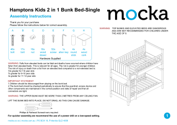 Mocka Hamptons Kids 2 in 1 Bunk Bed Assembly Instructions | Manualzz