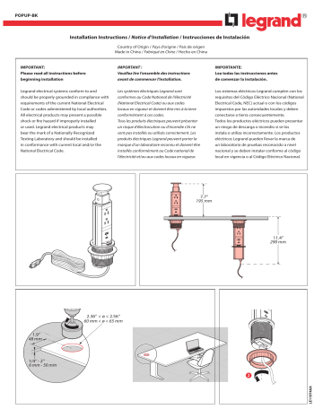 Legrand Pop Up Tower Installation Instructions | Manualzz