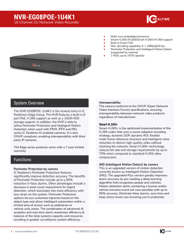 IC Realtime NVR-EG08POE-1U4K1-WEB 8 Channel mini-1U Shelf Mount NVR ...