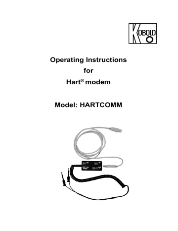 Kobold HARTCOMM HART® Modem Operating instructions | Manualzz