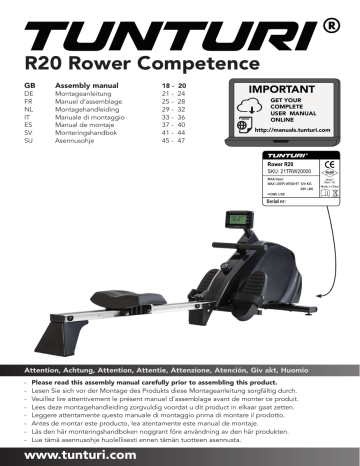 Tunturi R20 Rower Competence 2021 Benutzerhandbuch | Manualzz