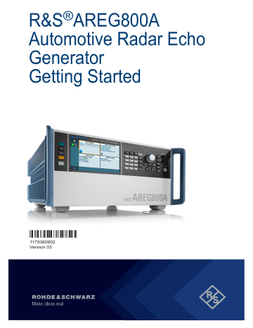 Rohde&Schwarz AREG800A Getting Started | Manualzz