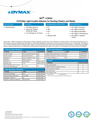 Dymax 1-CN004 Datasheet | Manualzz