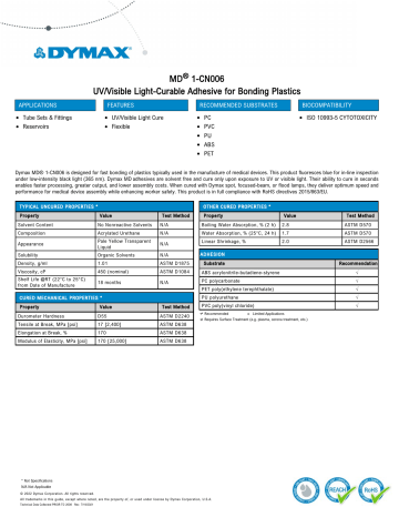 Dymax 1-CN006 Datasheet | Manualzz