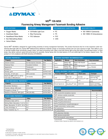 Dymax 108-MSK Datasheet | Manualzz
