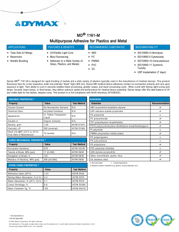 Dymax 1161-M Datasheet | Manualzz