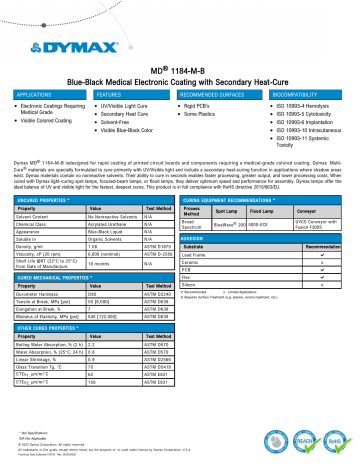 Dymax 1184-M-B Datasheet | Manualzz