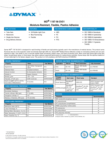 Dymax 1187-M-SV01 Datasheet | Manualzz