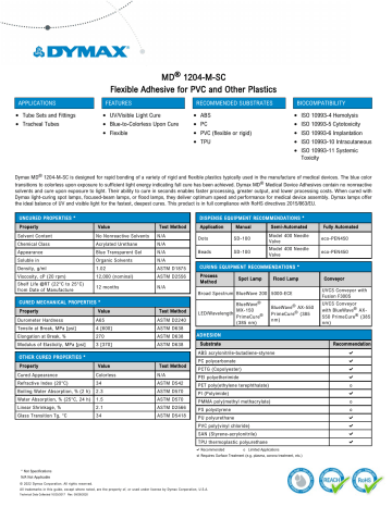 Dymax 1204-M-SC Datasheet | Manualzz