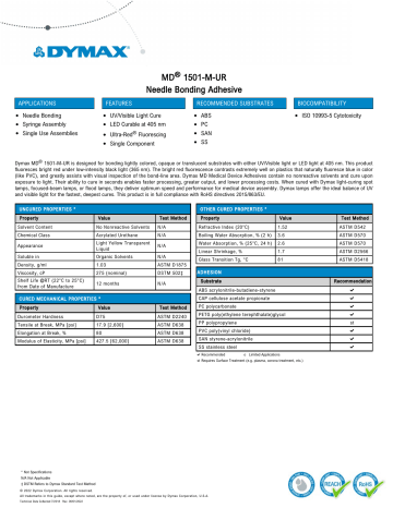 Dymax 1501-M-UR Datasheet | Manualzz