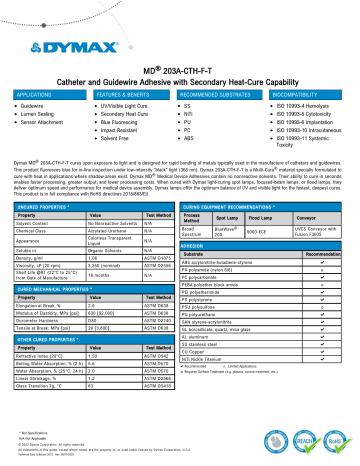 Dymax 203A-CTH-F-T Datasheet | Manualzz