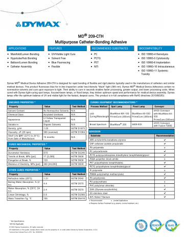 Dymax 209-CTH Datasheet | Manualzz
