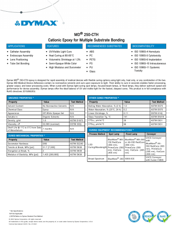Dymax 250-CTH Datasheet | Manualzz