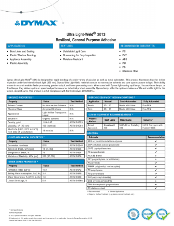 Dymax 3013 Datasheet | Manualzz