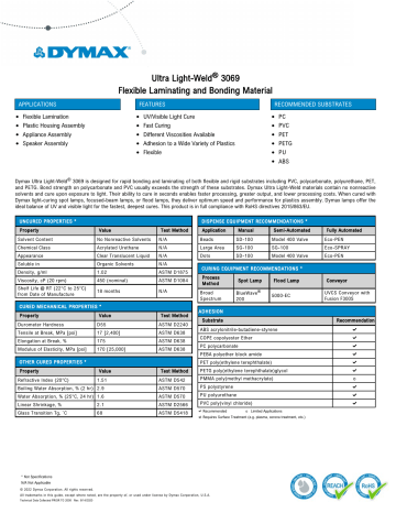 Dymax 3069 Datasheet | Manualzz