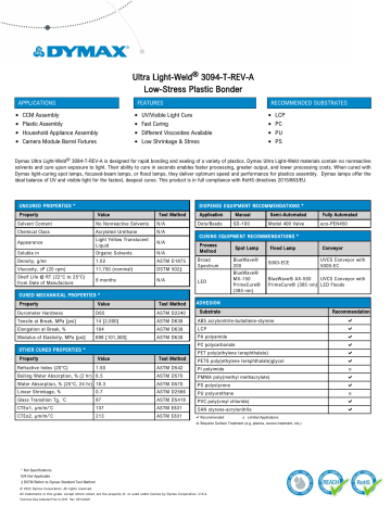 Dymax 3094-T-REV-A Datasheet | Manualzz