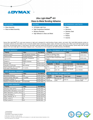 Dymax 431 Datasheet | Manualzz